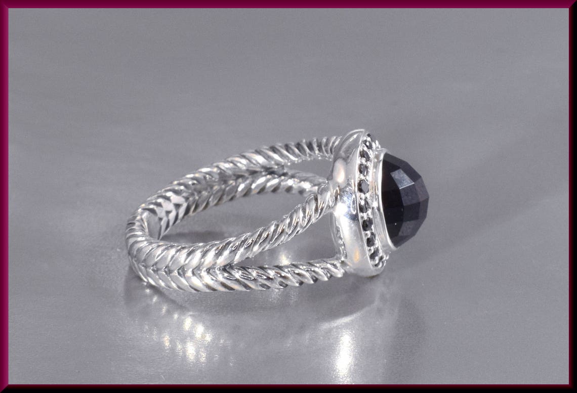 David Yurman Ring Onyx and Black Diamonds Cerise Halo | Etsy