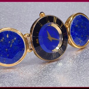 Blue Lapis Watch, Gold and Lapis Watch, Lapis Watch, Lapis and Onyx ...