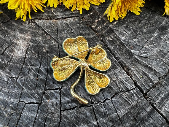Four Leaf Clover Brooch, Pearl Four Leaf Clover, Enam… - Gem