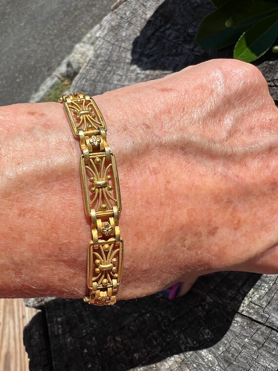 Victorian Gold Bracelet, Antique Gold Bracelet, Wide … - Gem