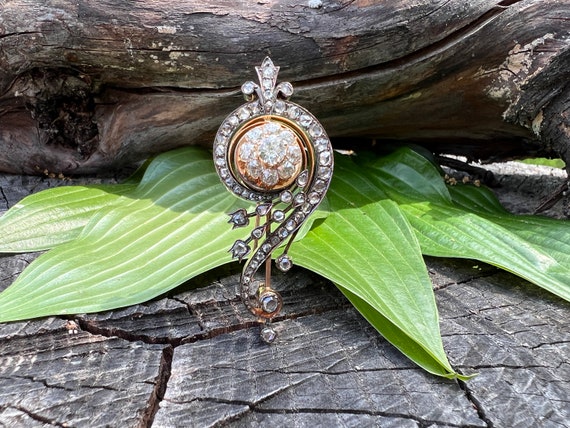 Victorian G Clef Pin, Diamond G Clef Pin, Rose Cut … - Gem