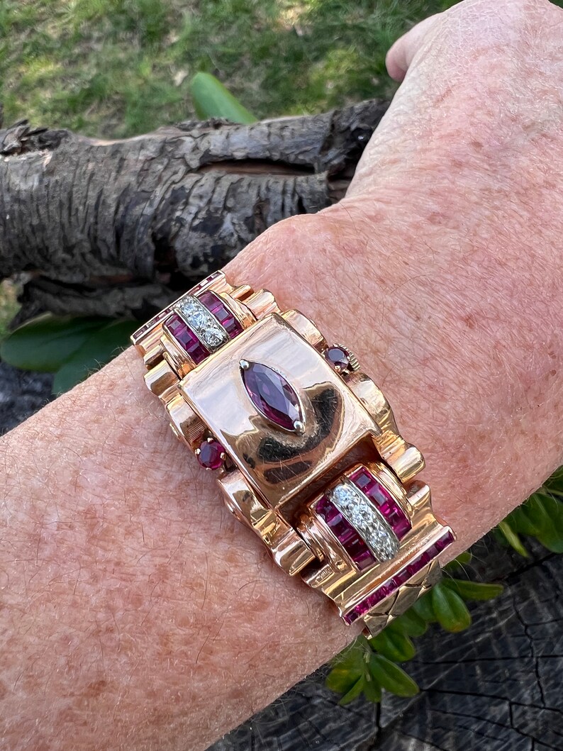 Retro Ruby Watch, Covered Watch, Diamond Watch, Ruby Wrist Watch - Etsy