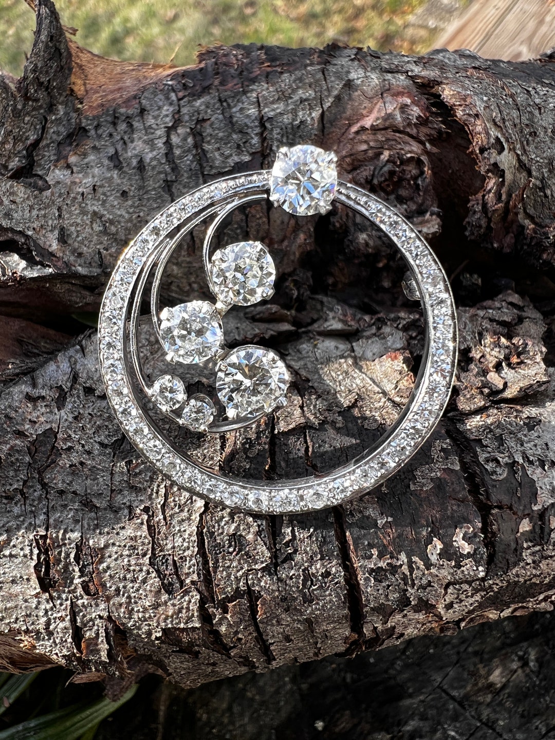 Art Deco Circle Brooch, Deco Circle Pin, Diamond Circle, Art Deco ...