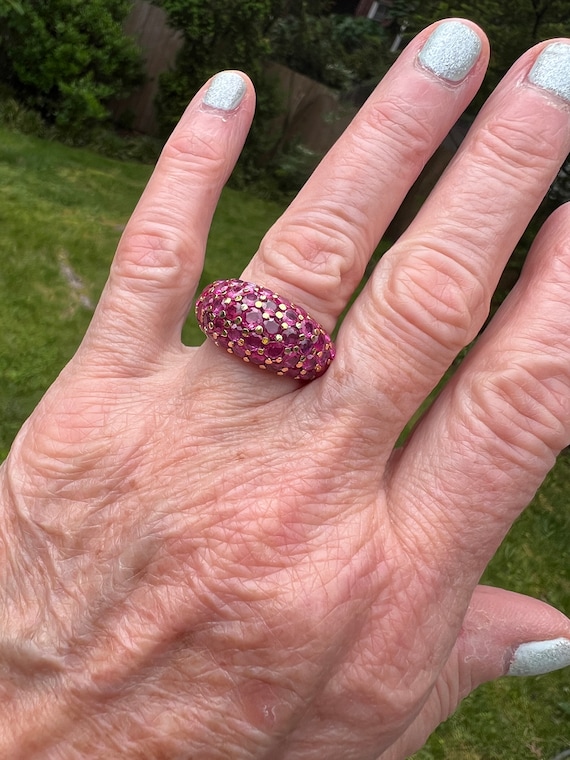 Wide Gold Ruby Band, Ruby Dome Band, Wide Ruby Ring, … - Gem