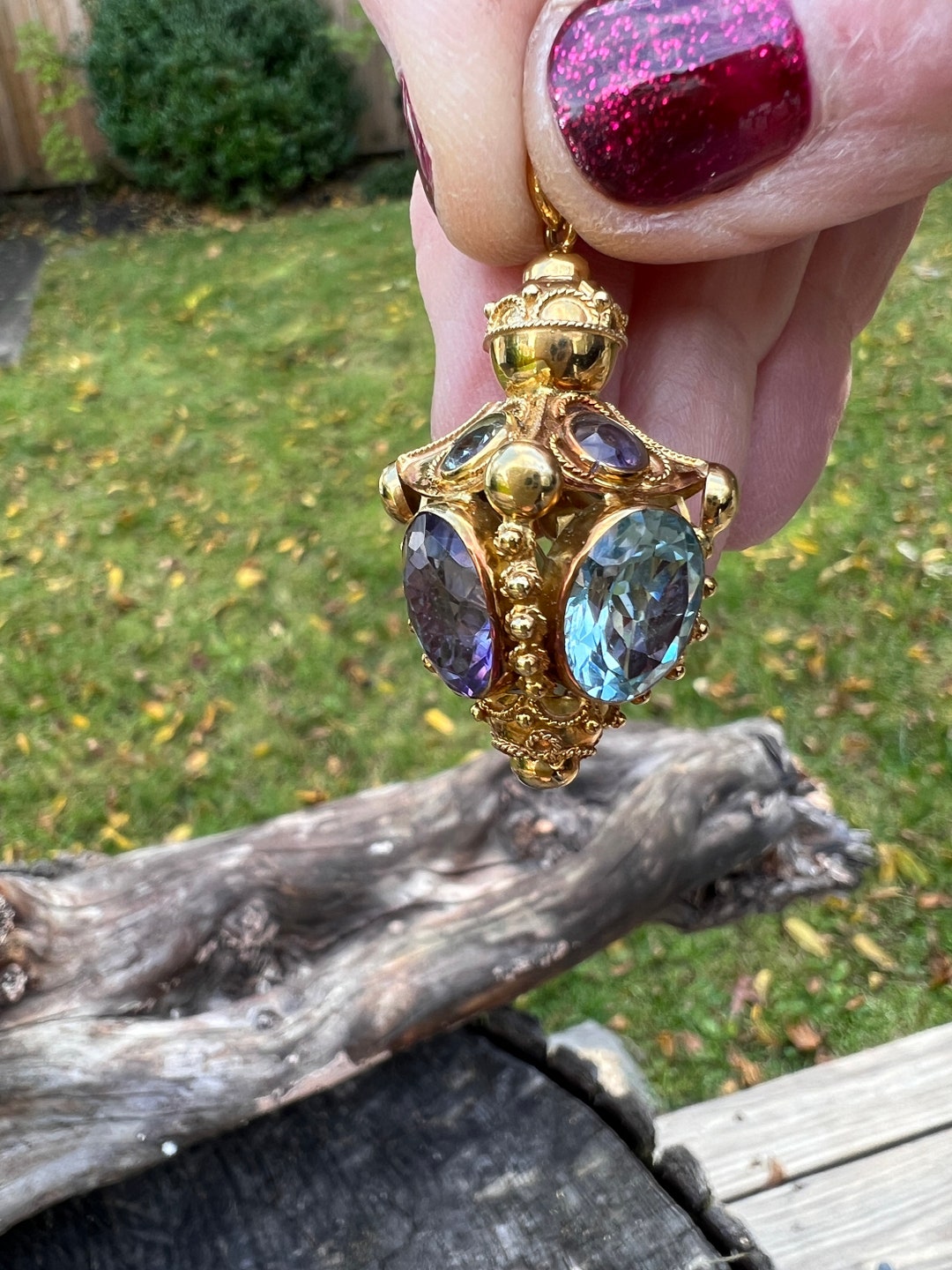 Topaz Venetian Charm, Blue Topaz Charm, Amethyst Charm, Amethyst Pendant, Amethyst Necklace - Etsy