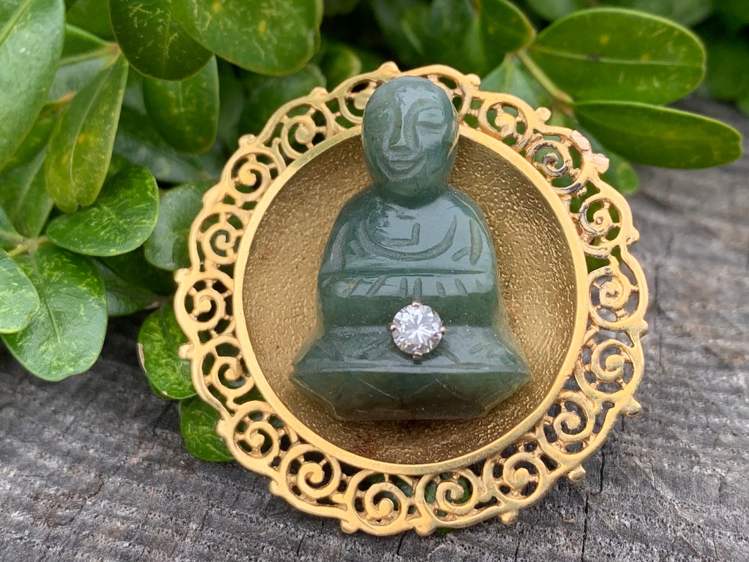 Gold Buddha Pendant, Jade Buddha Pendant, Diamond Buddha Brooch, Gold ...