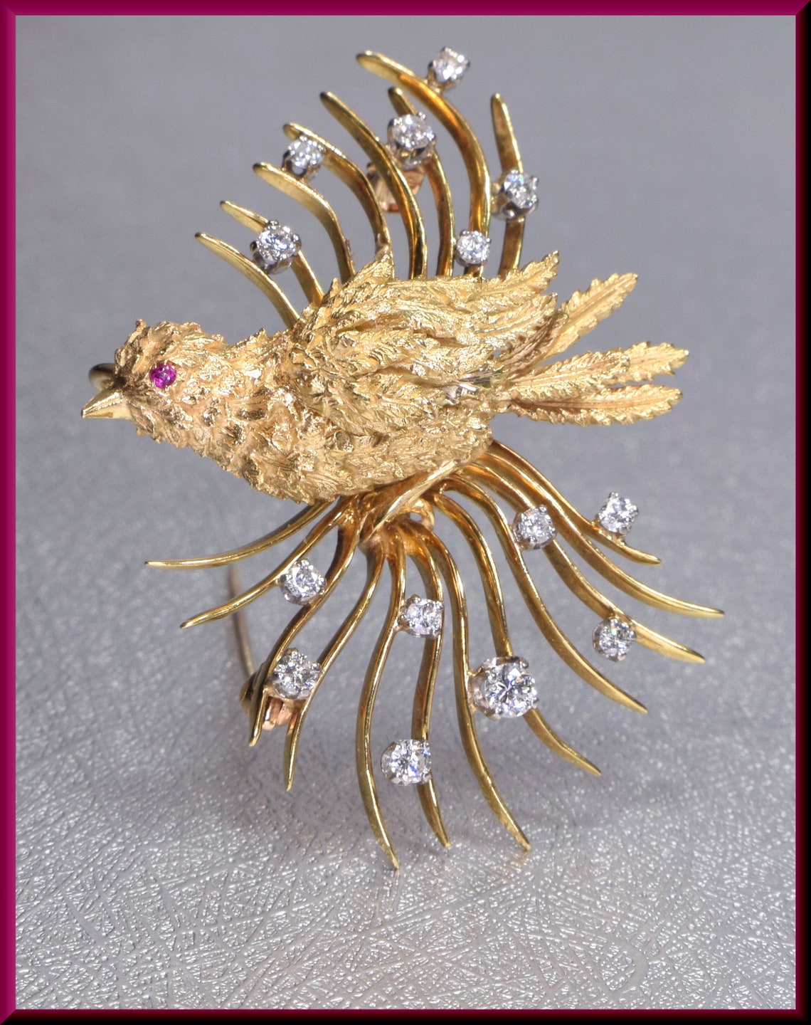 Gold Bird Brooch Gold Lovebirds Brooch Lovebirds Brooch - Etsy