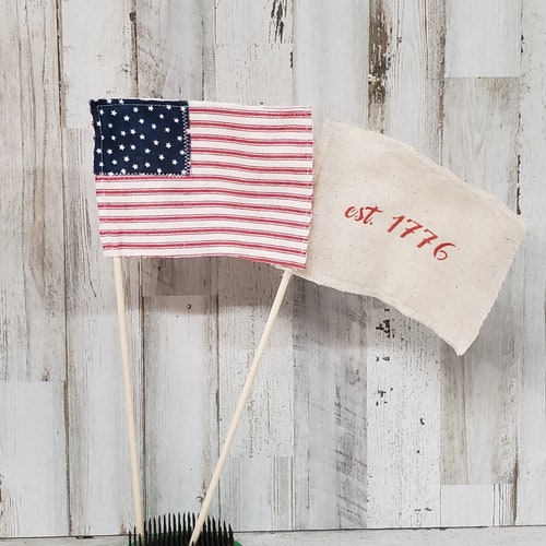 Fabric Flags / Farmhouse Cottage American Mini Flags / Old - Etsy
