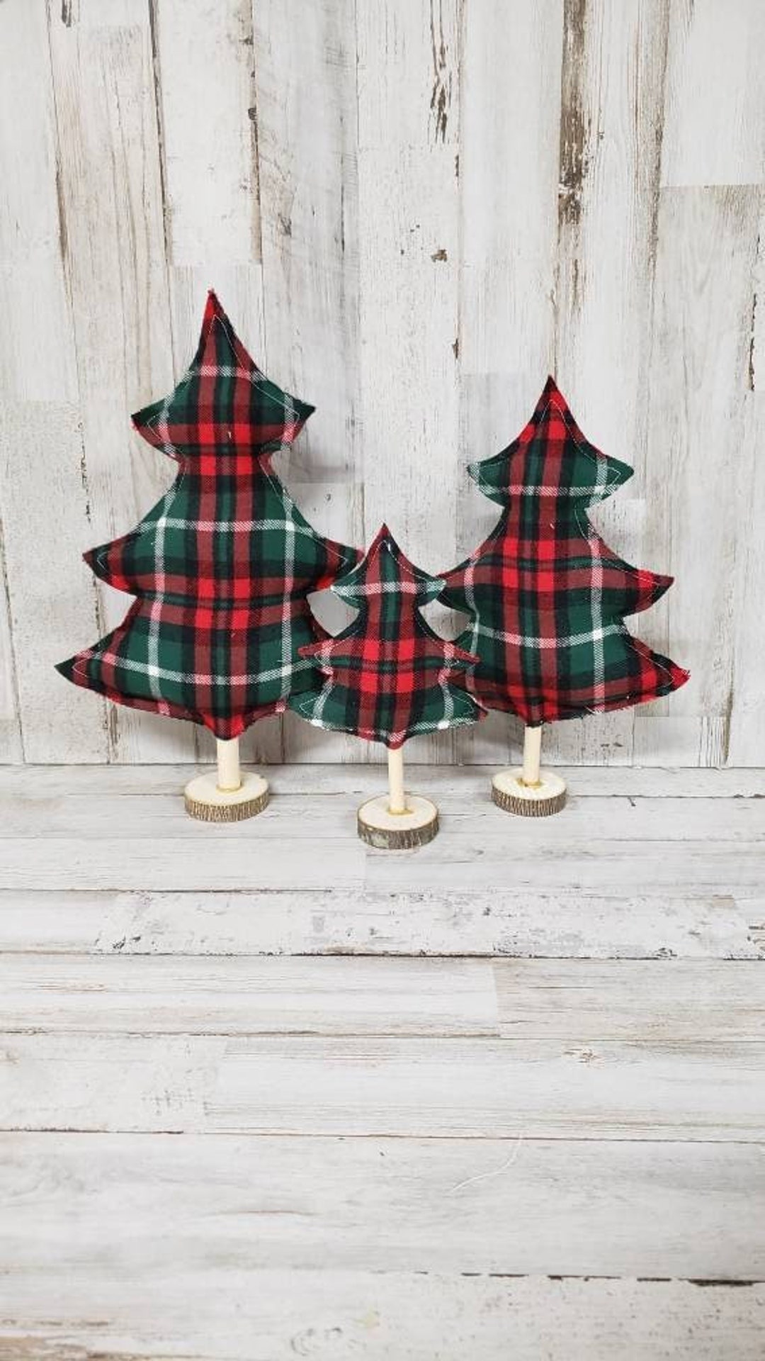 Red Plaid Flannel Fabric Christmas Trees, Flannel Christmas Tree ...