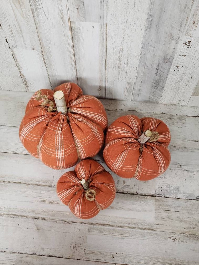 Rust Plaid Pumpkins Handmade Fall Decorations Rustic Fall - Etsy