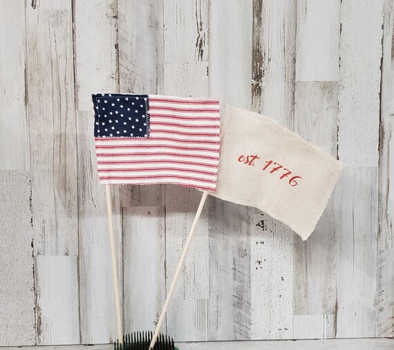 Fabric Flags / Farmhouse Cottage American Mini Flags / Old - Etsy