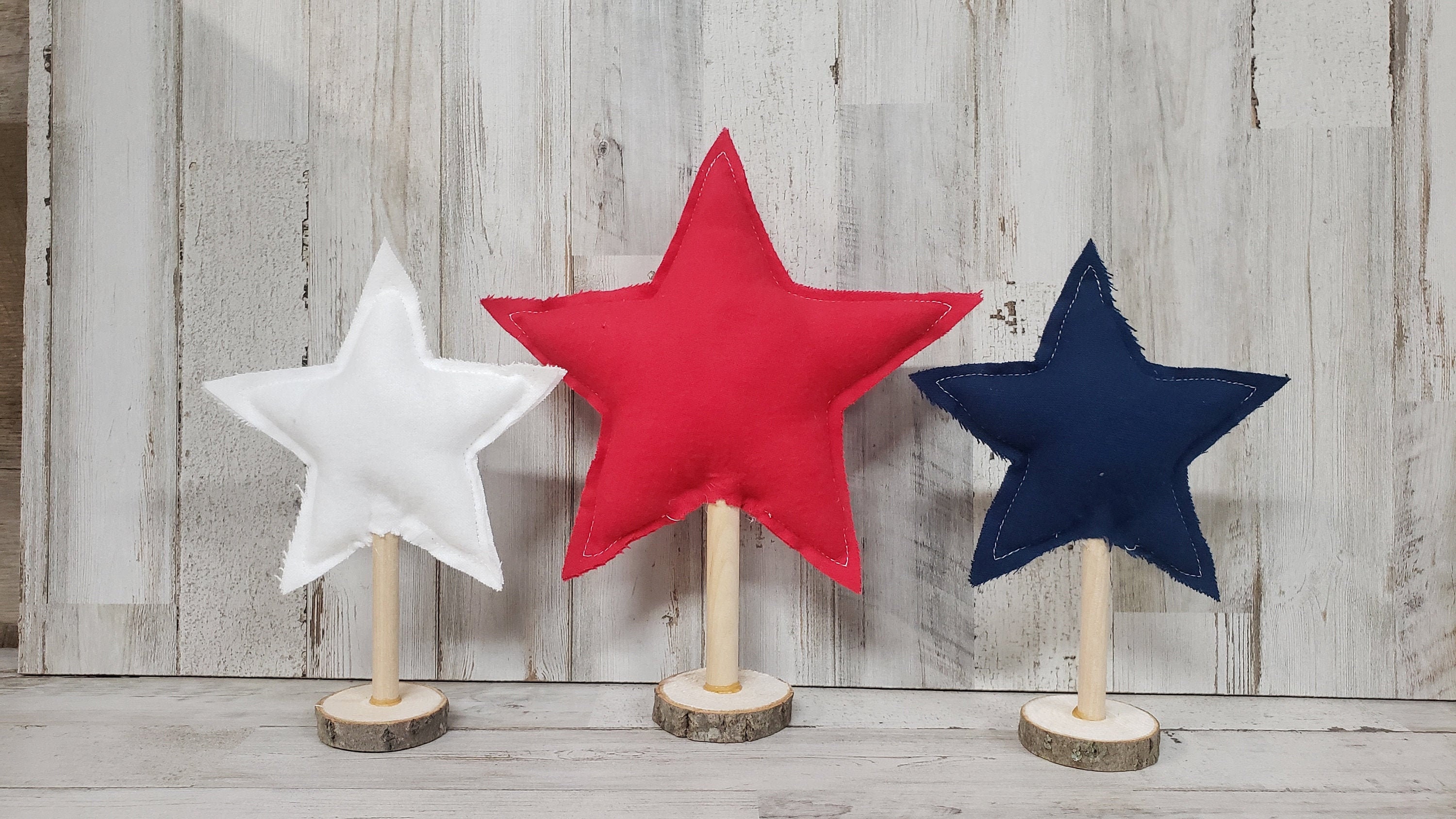 Set of 3 Farmhouse Fabric Stars /Memorial Day Decor Plush | Etsy