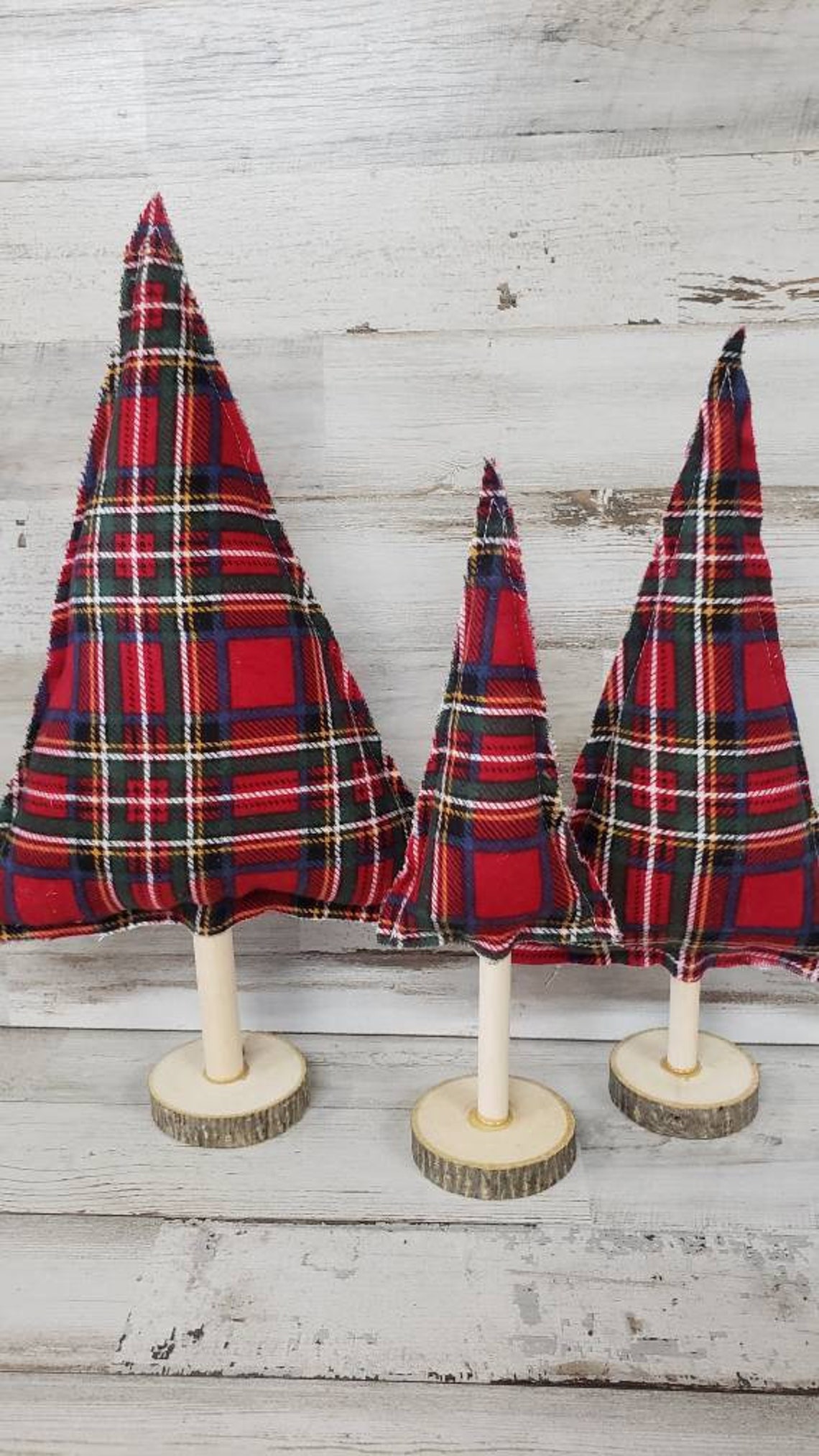 Red Plaid Flannel Fabric Christmas Trees Flannel Christmas - Etsy