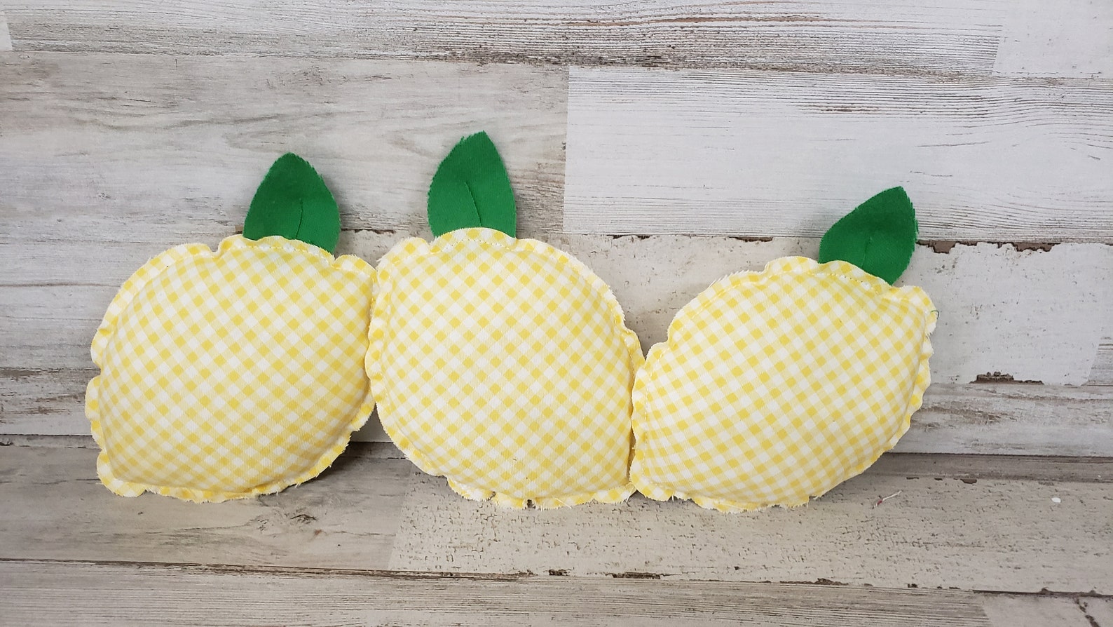 Yellow Plaid Fabric Lemons / Lemon Home Decor / Summer Decor / Lemon ...