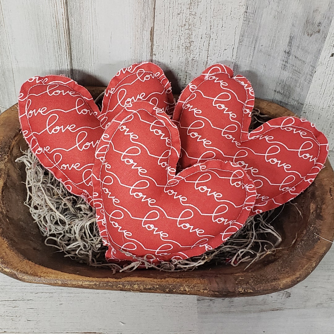 Set of 3 Red Love Fabric Hearts / Valentine's Day Bowl Fillers ...