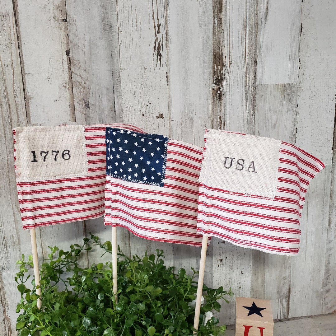 Fabric Flags / Farmhouse Cottage American Mini Flags / Old Glory Flag ...