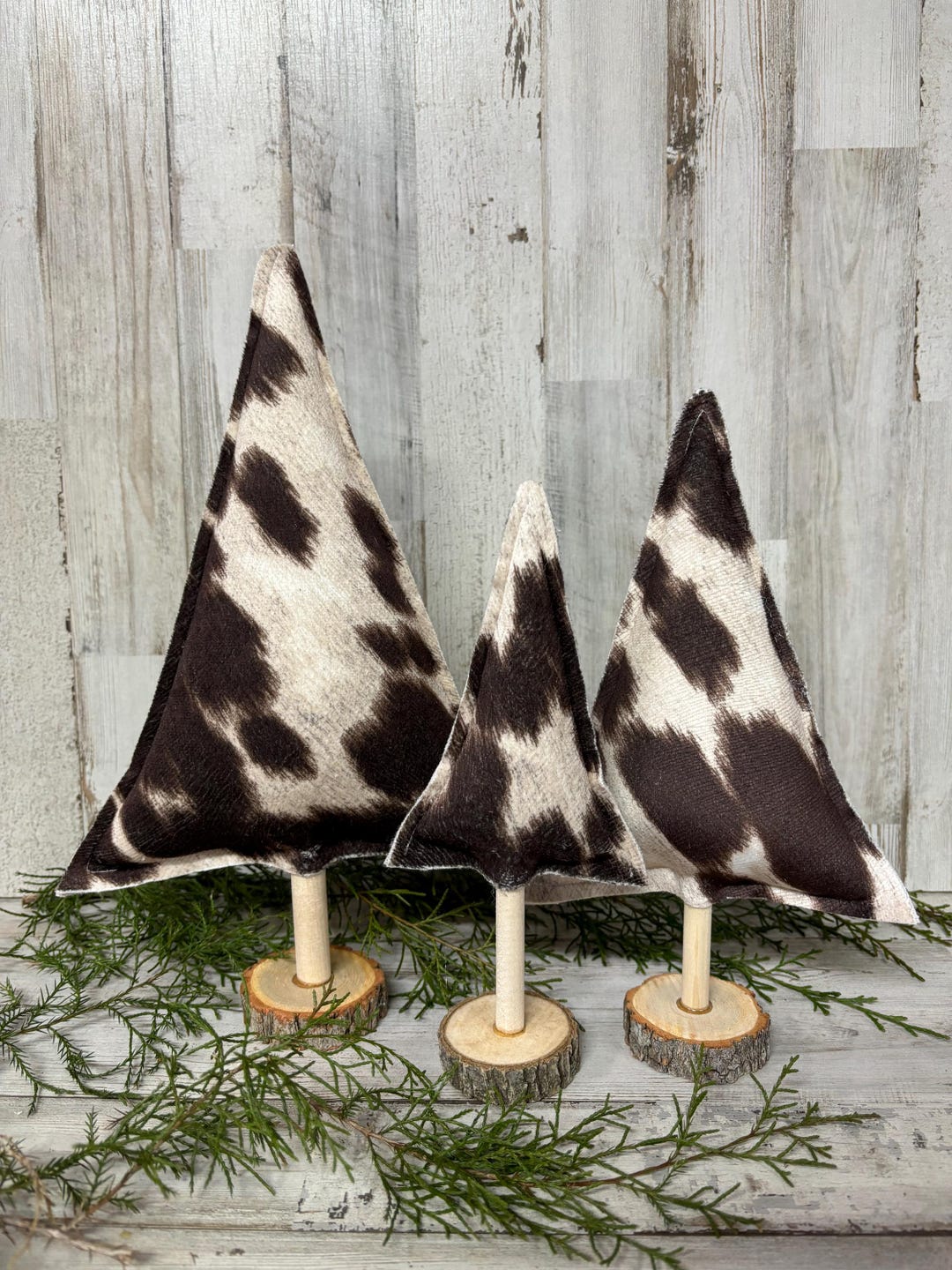 Cow Print Fabric Tree, Rustic Christmas Decor, Farmhouse Christmas ...