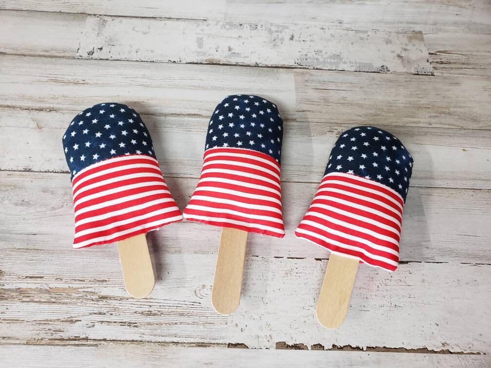 Fabric Patriotic Popsicles, Red White & Blue Popsicle, Patriotic ...