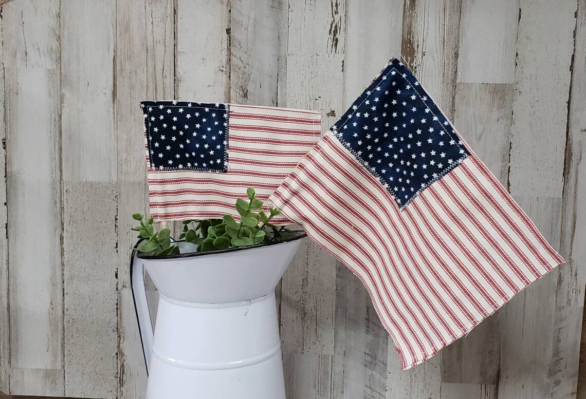 Fabric Flags / Farmhouse Cottage American Mini Flags / Old Glory Flag ...