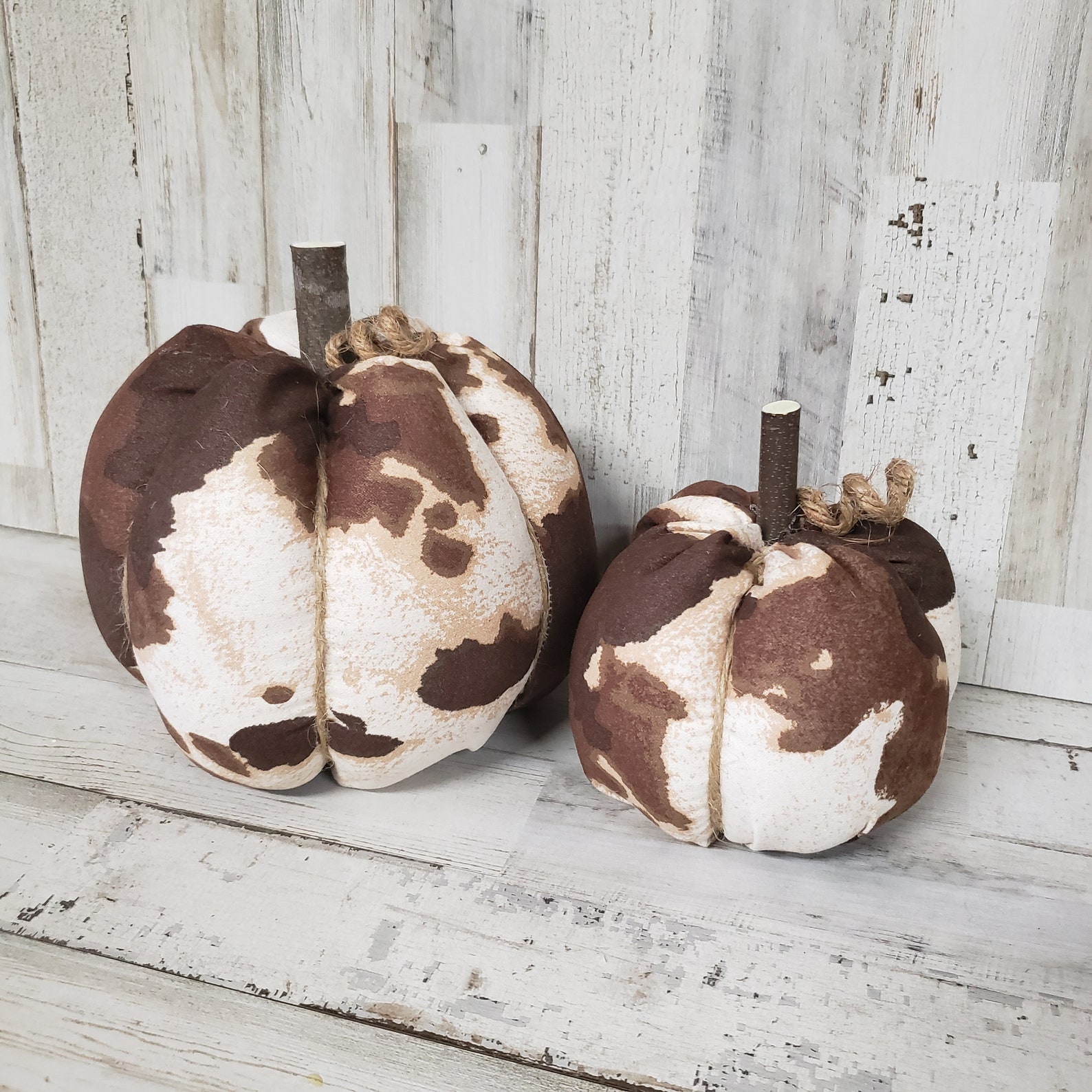 Cow Fabric Pumpkins / Farm Fall Decor / Farmhouse Fall Mantel - Etsy