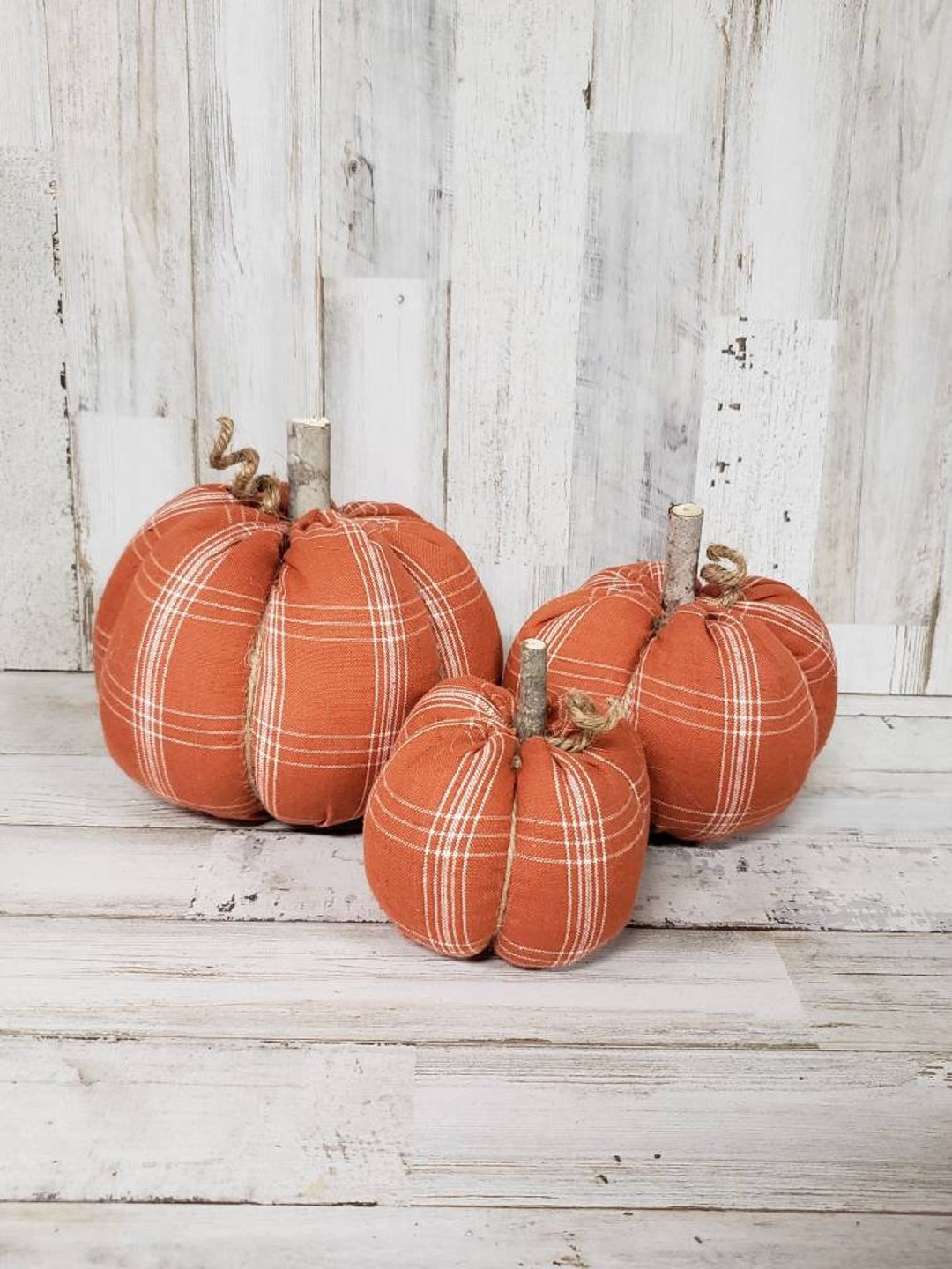 Rust Plaid Pumpkins Handmade, Fall Decorations , Rustic Fall Decor ...