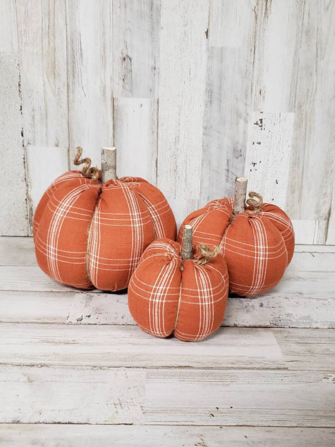 Rust Plaid Pumpkins Handmade Fall Decorations Rustic Fall - Etsy