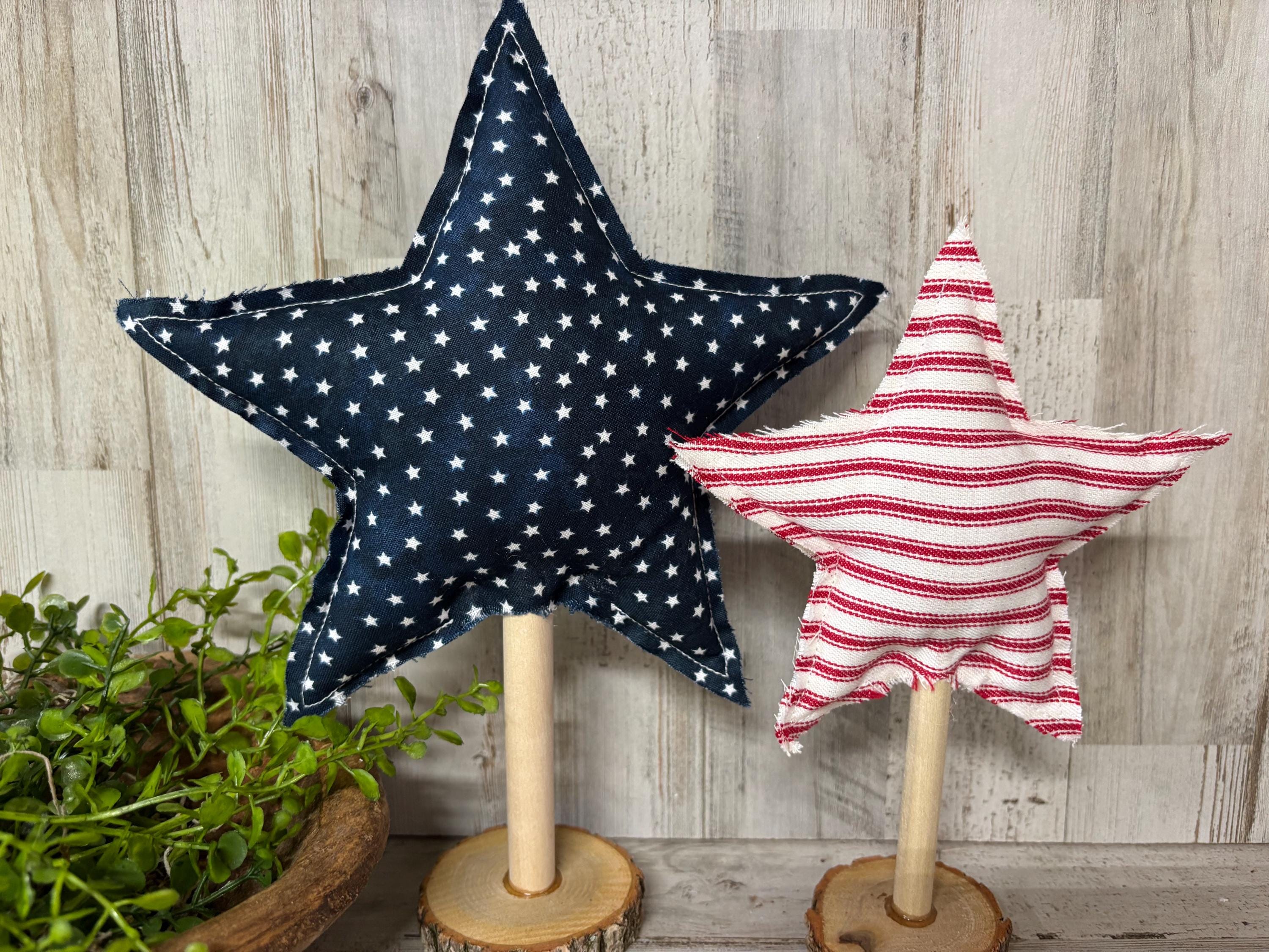 Farmhouse Stuffed Stars / Fabric Stars / Independence Day Bowl Filler ...