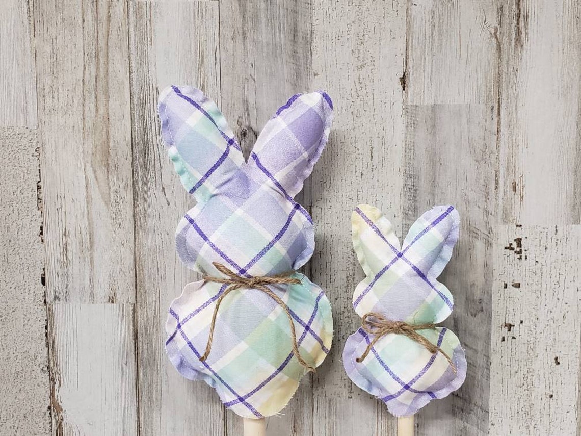 Easter Plaid Fabric Bunny / Easter Bowl Filler / Fabric - Etsy