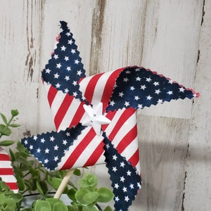 Patriotic Fabric Pinwheels / Farmhouse Patriotic Flags / Patriotic ...
