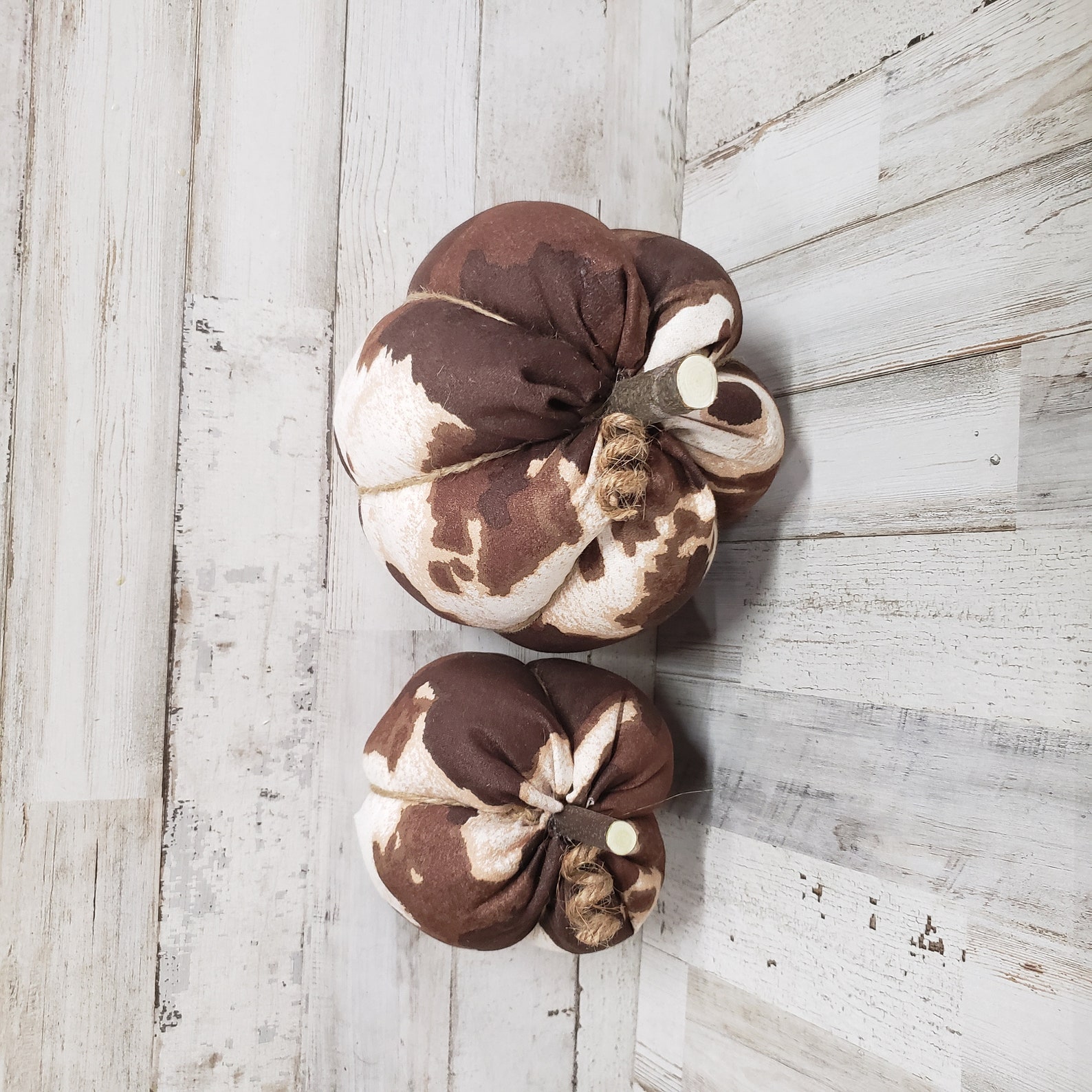 Cow Fabric Pumpkins / Farm Fall Decor / Farmhouse Fall Mantel - Etsy