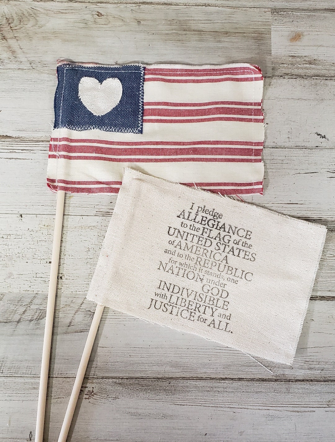 Fabric Flags / Farmhouse Cottage American Mini Flags / the Pledge of ...