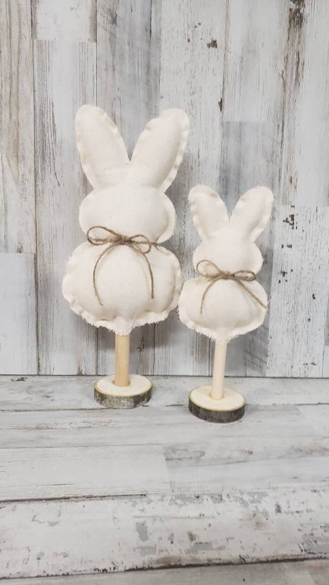 Easter Mantel / Fabric Bunnies / Linen Cloth Bunnies / Farmhouse Easter ...