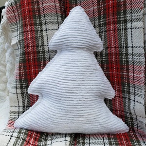 White Chenille Christmas Tree Pillow, Winter Decor, Holiday Decorations ...