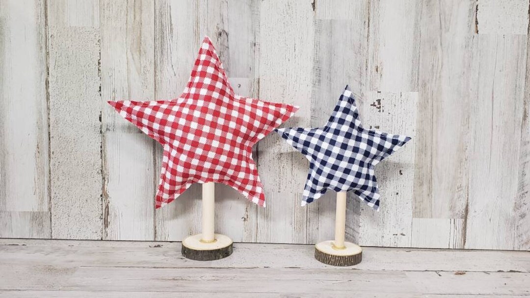 Farmhouse Stuffed Stars / Fabric Stars / Independence Day Bowl Filler ...