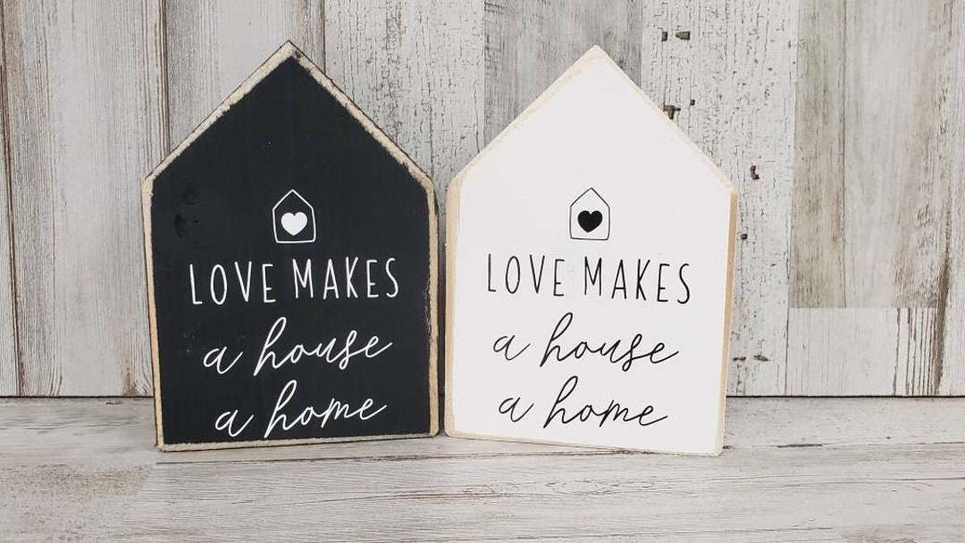 Wood House Sign / Family Name Sign / Love Makes a House a Home Sign ...