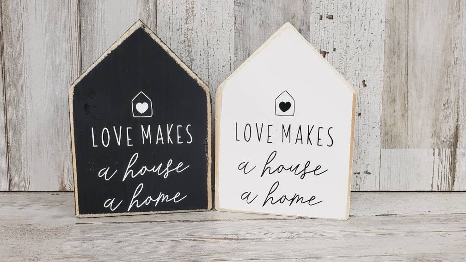 Wood House Sign / Family Name Sign / Love Makes a House a Home Sign ...