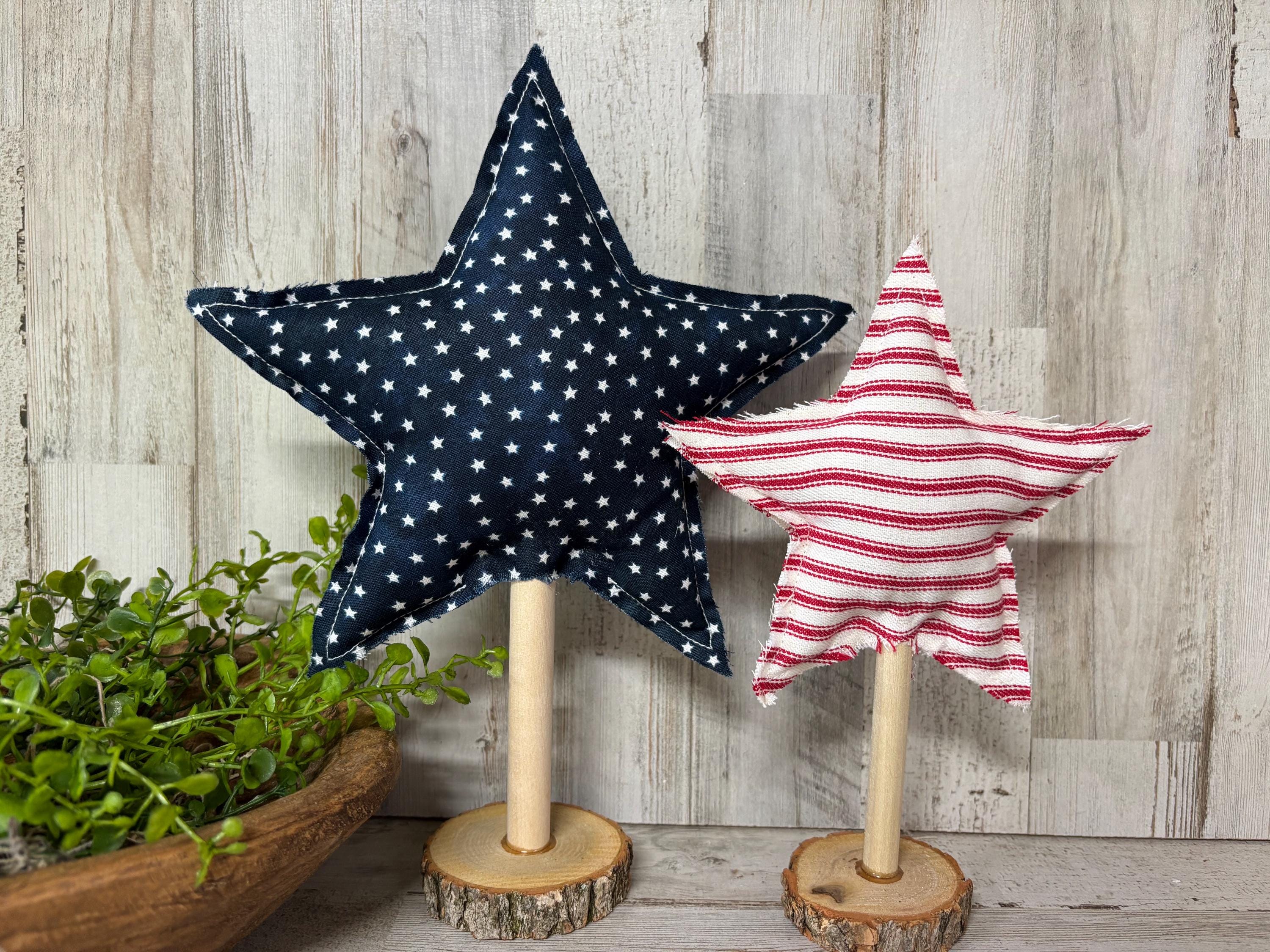 Farmhouse Stuffed Stars / Fabric Stars / Independence Day Bowl Filler ...