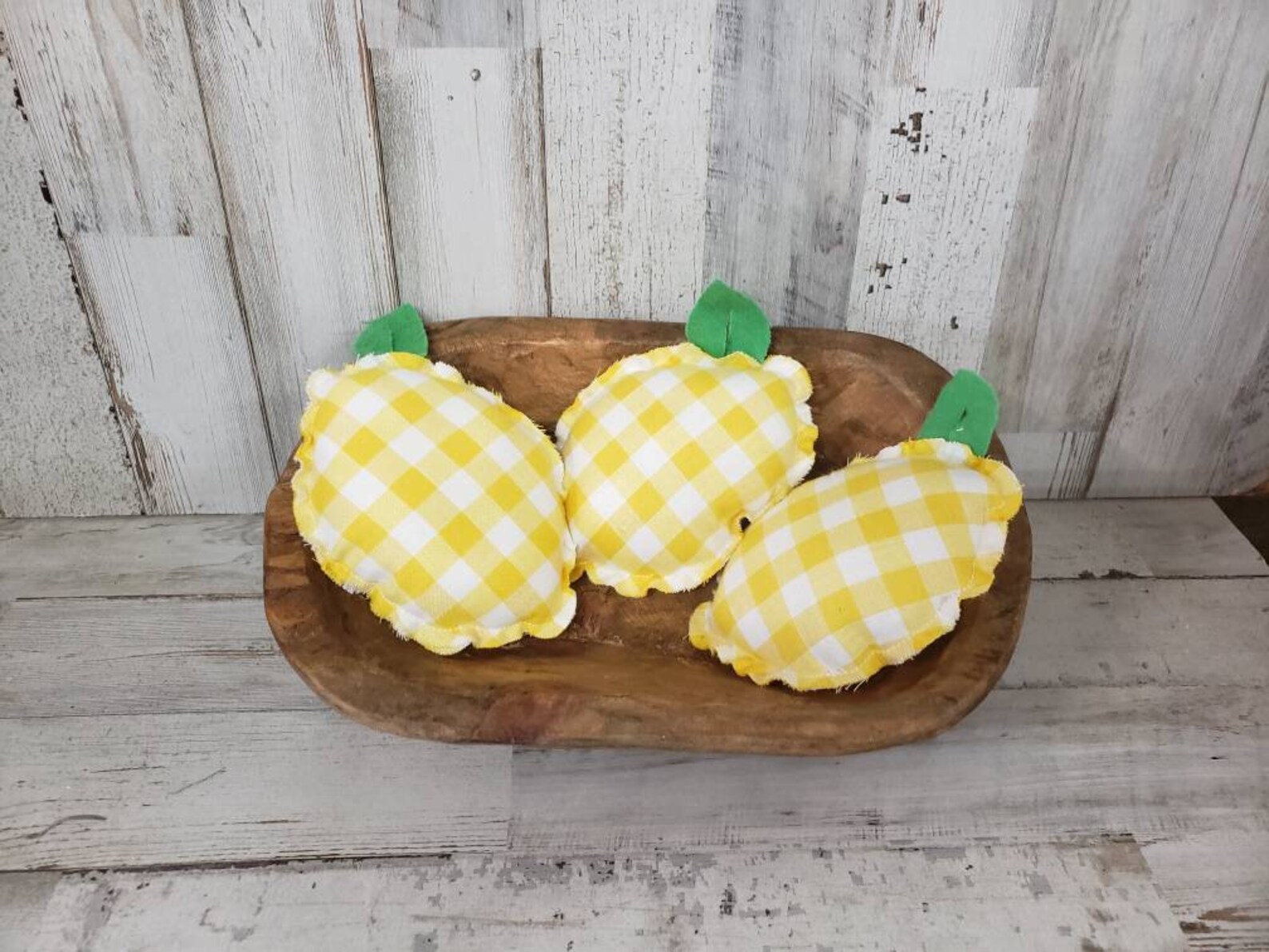 Yellow Plaid Fabric Lemons / Lemon Home Decor / Summer Decor / Lemon ...