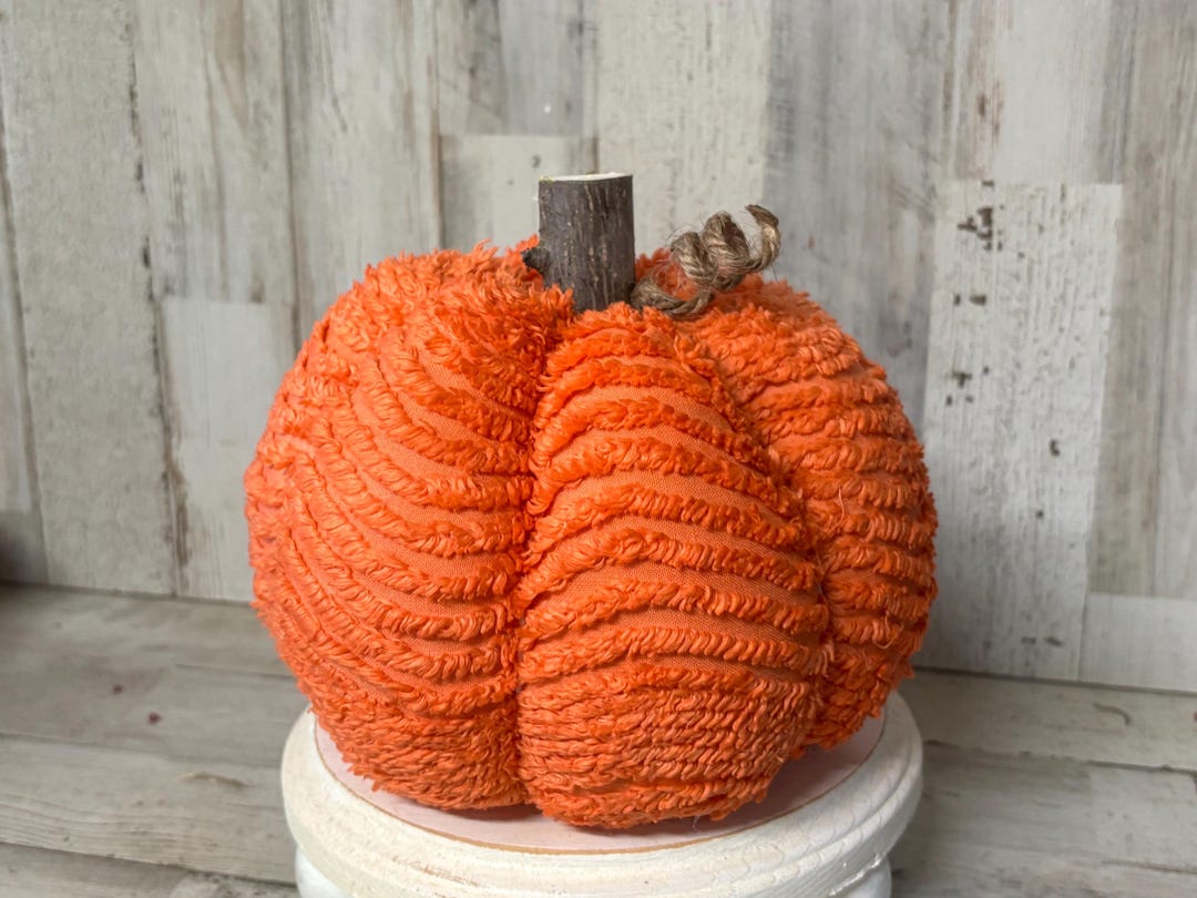 Orange Chenille Pumpkin, Heirloom Pumpkin, Fall Fabric Pumpkins ...