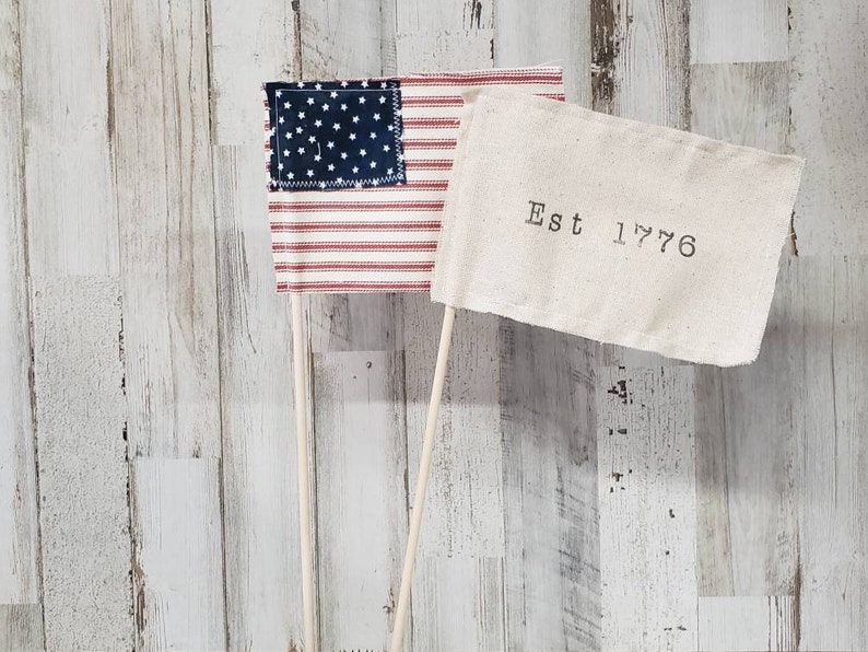 Fabric Flags / Farmhouse Cottage American Mini Flags / Old Glory Flag ...