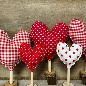 Fabric Hearts on Wooden Stand, 38 Fabric Styles,valentine Mantel Decor ...