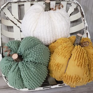 Mustard Chenille Pumpkins, Green Chenille, Offwhite Chenille, Fall ...