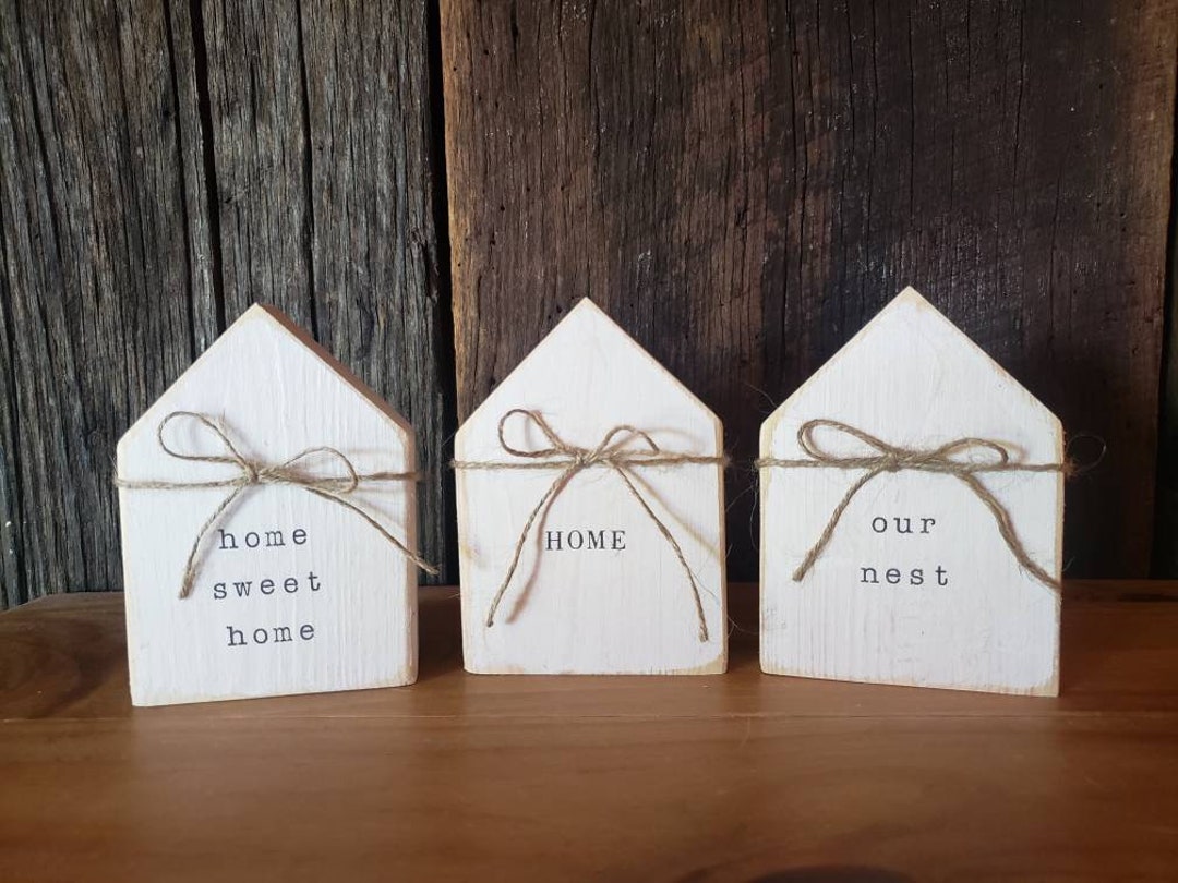 Wood House Sign / Family Name Sign / Bless Our Nest Sign /house Shape ...