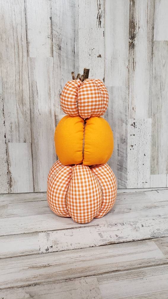 Orange Plaid Pumpkins Fabric Pumpkins Fall Decorations | Etsy