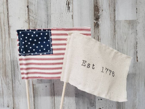 Fabric Flags / Farmhouse Cottage American Mini Flags / Old - Etsy