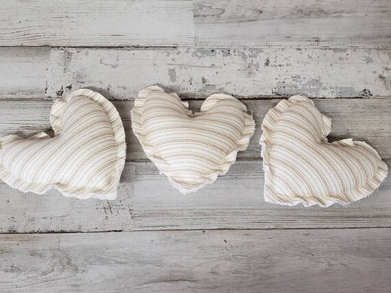 Ticking Linen Cloth Fabric Heart Decor Valentine Bowl Filler Decor ...