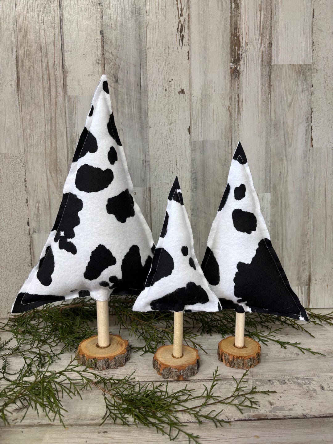 Cow Print Fabric Tree, Rustic Christmas Decor, Farmhouse Christmas ...