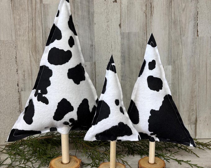 Cow Print Fabric Tree, Rustic Christmas Decor, Farmhouse Christmas ...