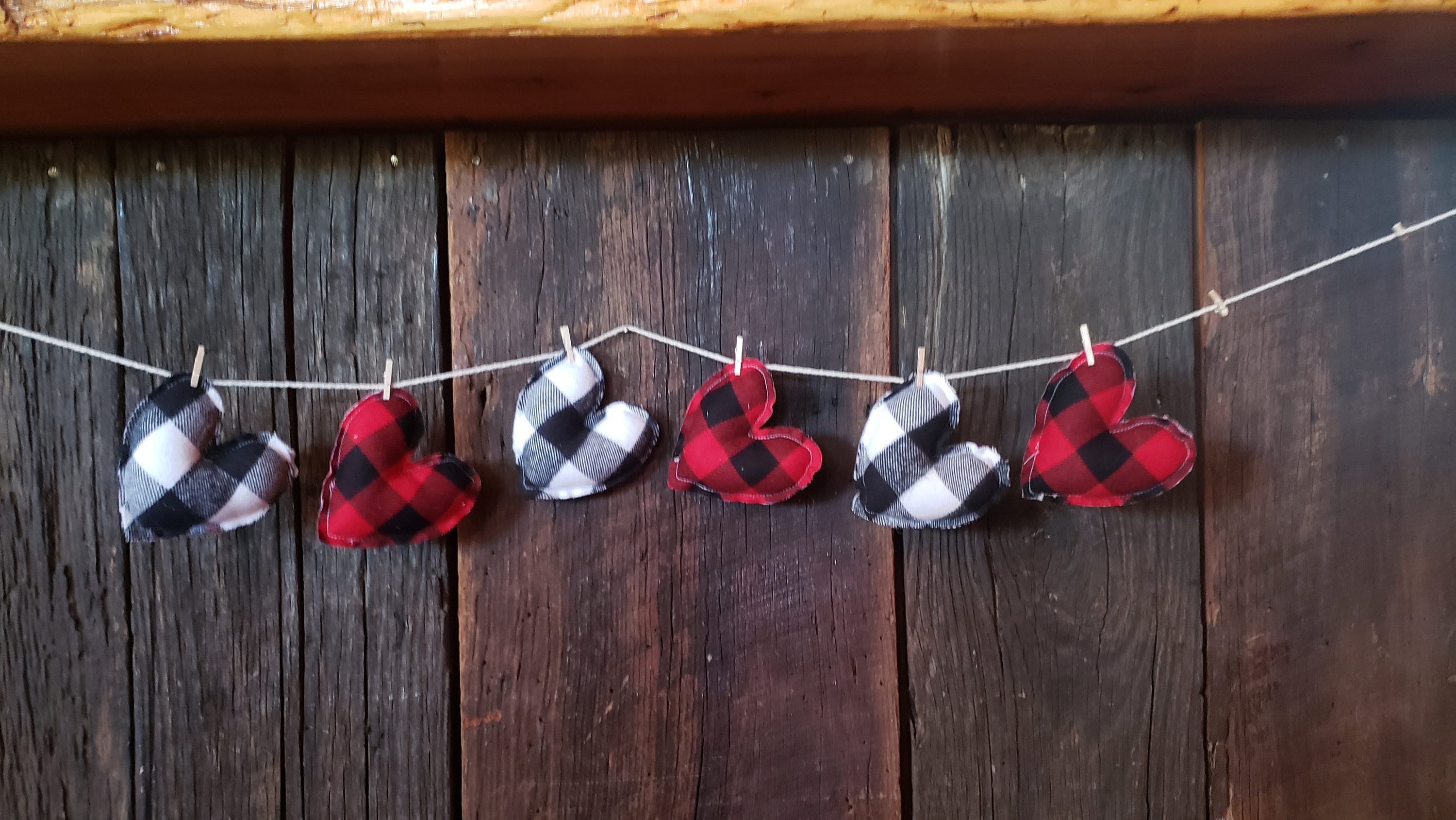 Valentine Buffalo Plaid Flannel Heart Garland / Valentines | Etsy