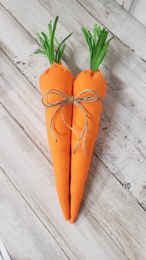 Set of 3 Easter Orange Fabric Carrots / Stuffed Carrots / Farmhouse ...